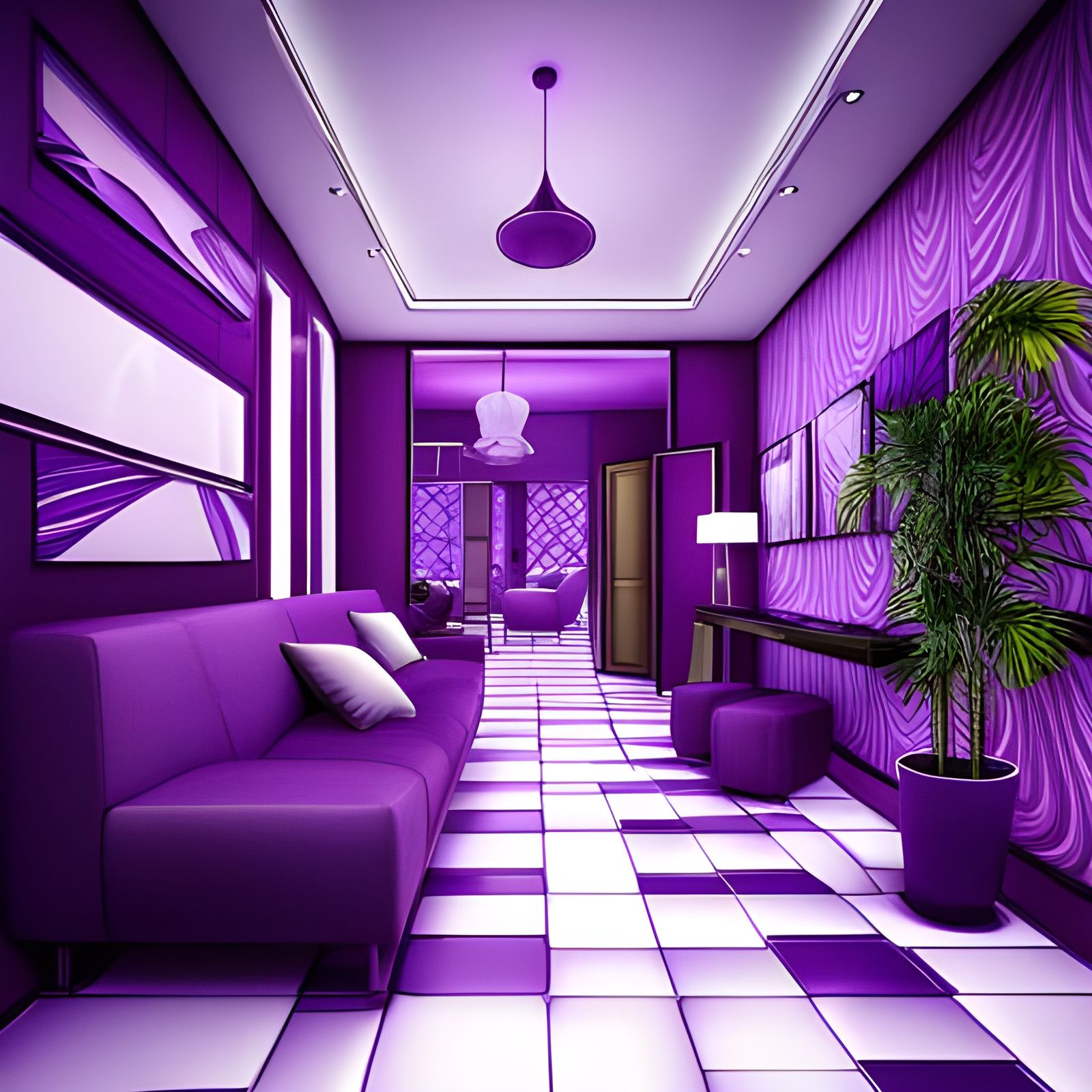 Purple House Interior - AI Generated Artwork - NightCafe Creator
