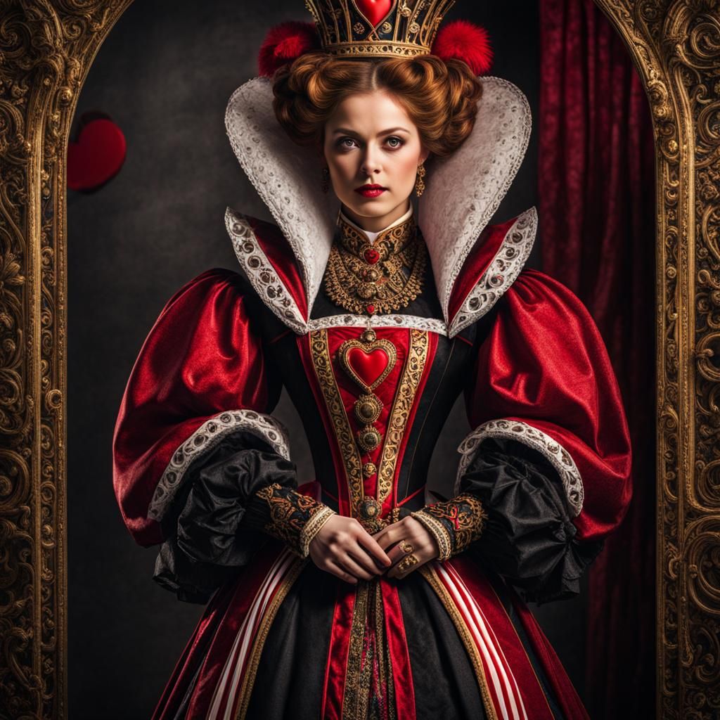 Queen of hearts life-size card, intricate details, HDR, beautifully ...