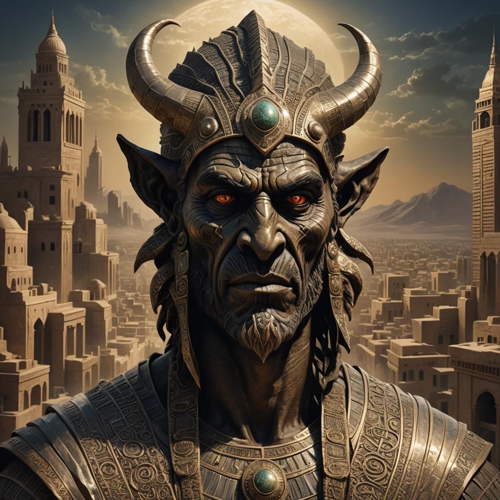 Erra - Ageless Pestilence Demon in Royal Babylonian Attire