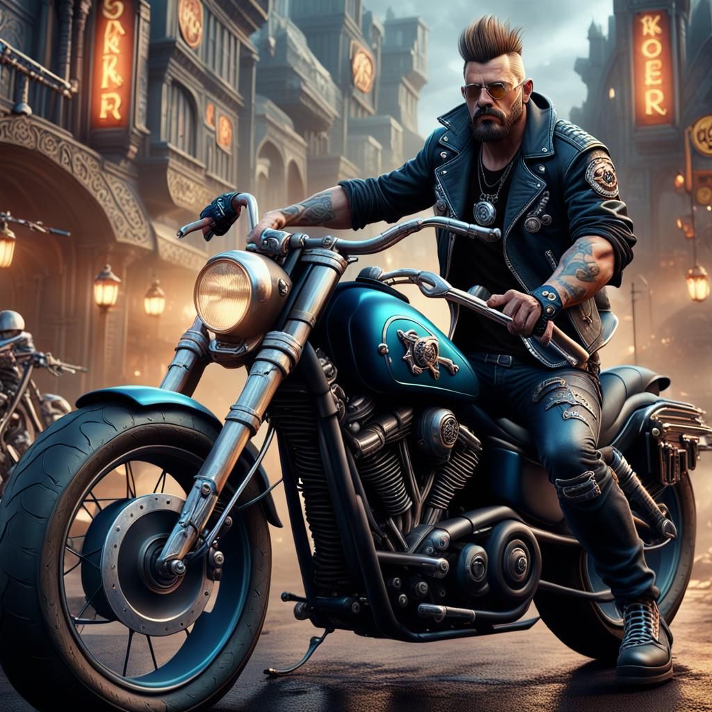 Male Biker rocker - AI Generated Artwork - NightCafe Creator
