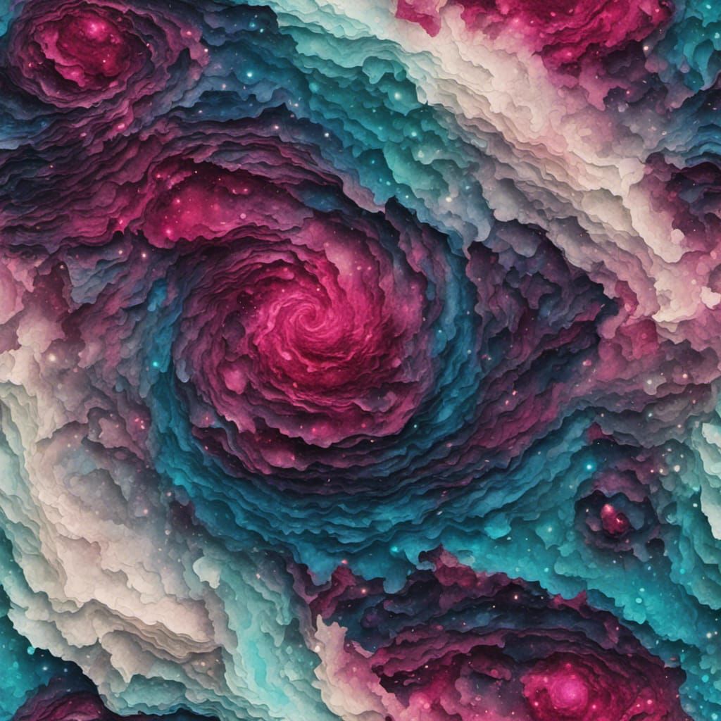 Realistic 3D Helix Starry Night Nebula, Layered Ripped Paper Collage ...