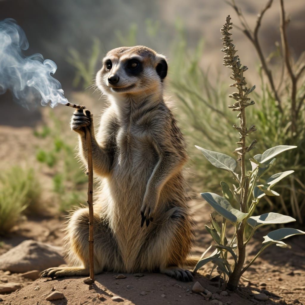 Meerkat Witch Doctor Casts Out Evil Spirits with S... - AI Art