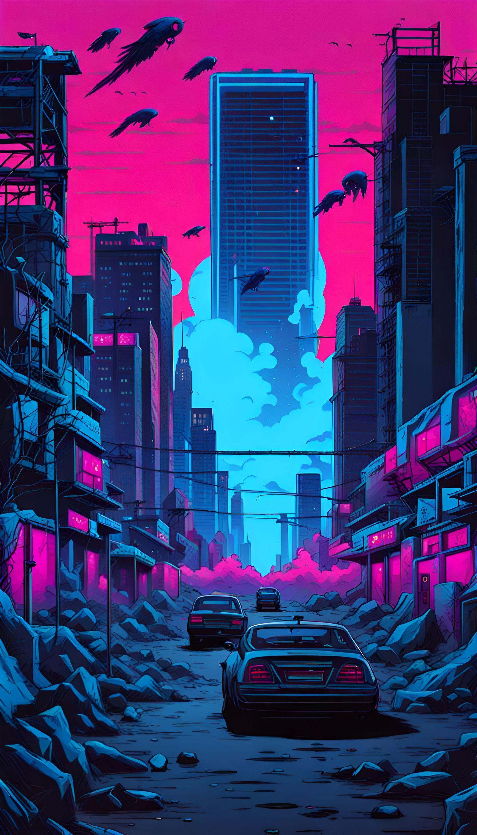 Neon Blue Apocalypse - AI Generated Artwork - NightCafe Creator