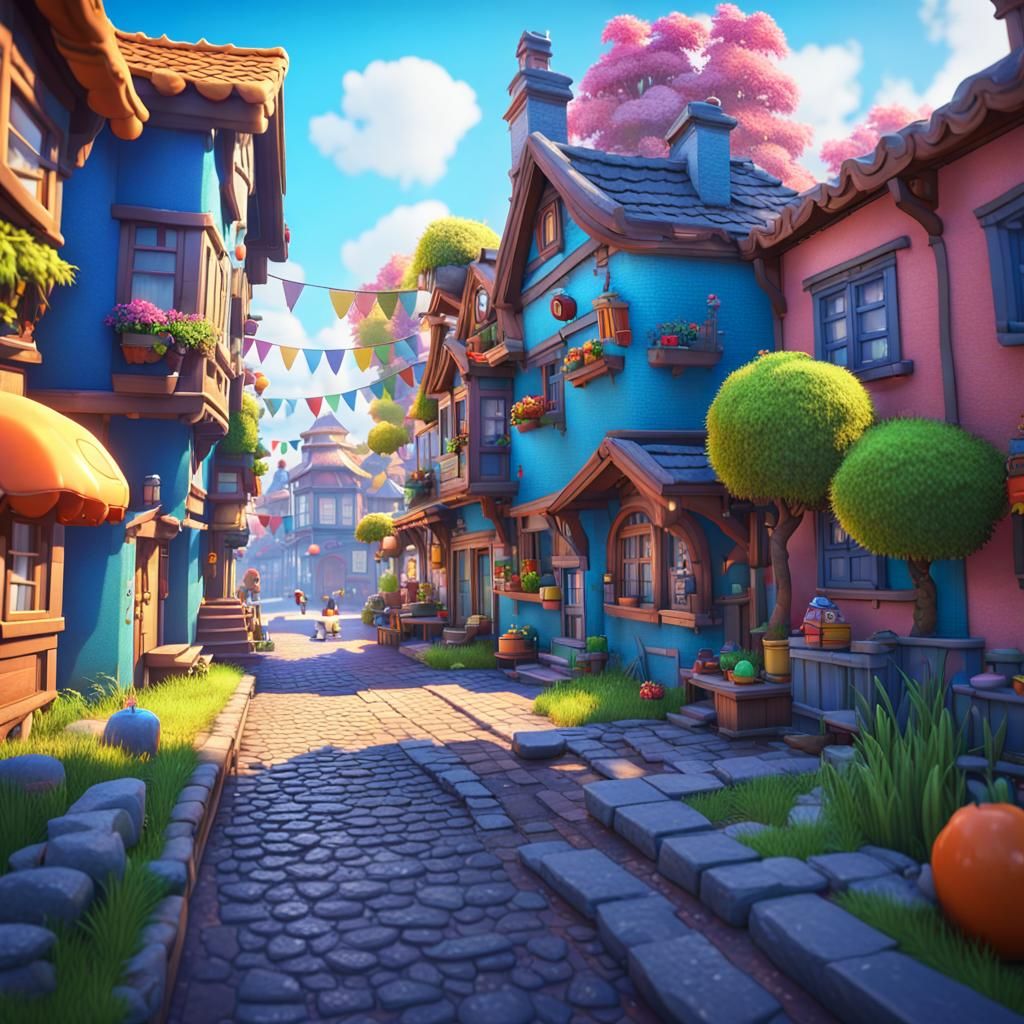 Metaverse town - AI Generated Artwork - NightCafe Creator
