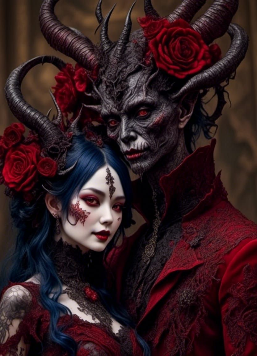 Cute demon couple - AI Generated Artwork - NightCafe Creator