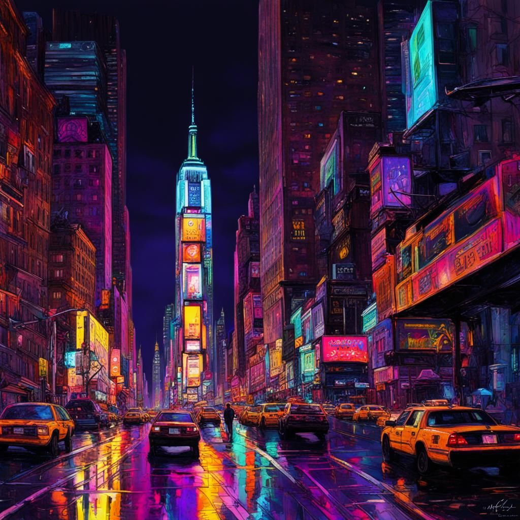 Night time in New York City - AI Generated Artwork - NightCafe Creator