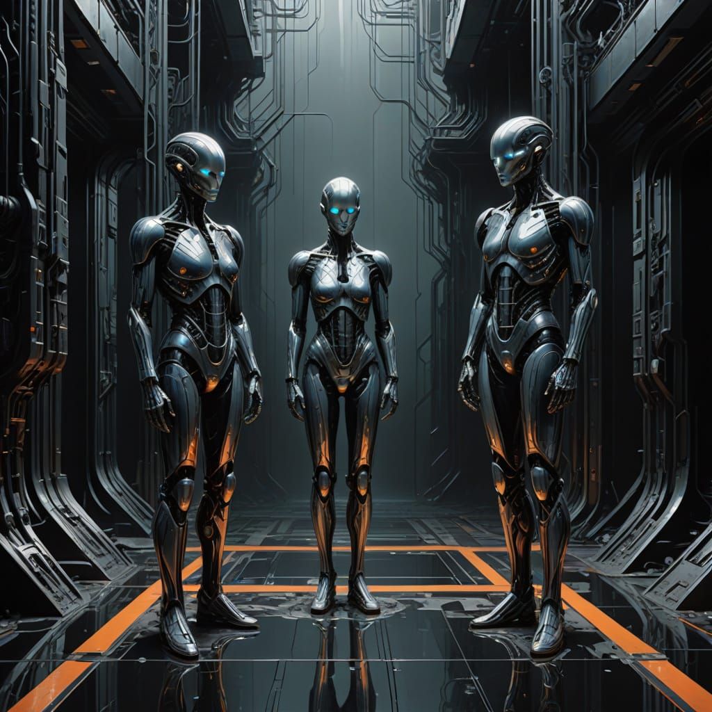 Two abstract, androgynous figures, devoid of discernible facial ...