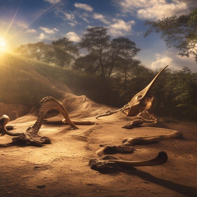 Dinosaur Dig Site - AI Generated Artwork - NightCafe Creator