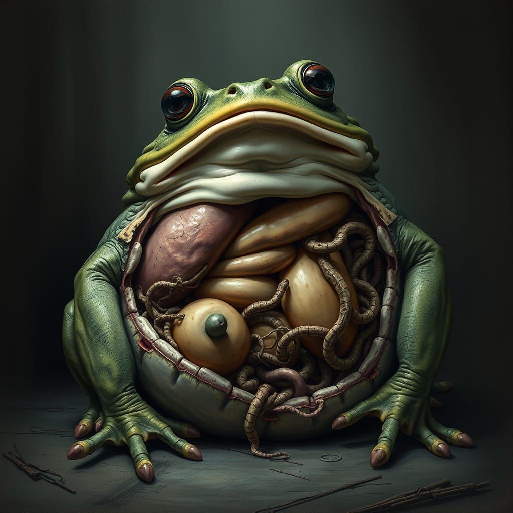 Grotesque Frog in Dark, Gothic Horror Style - AI Art