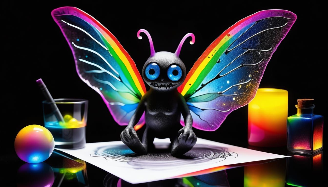 Surreal Crayon Monster Child's Drawing in Rayograp... - AI Art