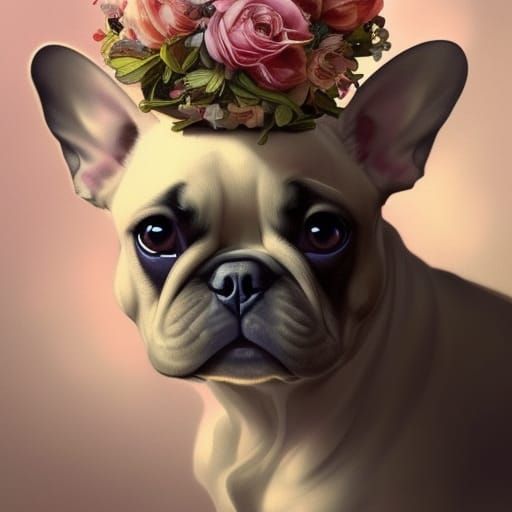 Frenchie Wearing Crown - AI Generated Artwork - NightCafe Creator