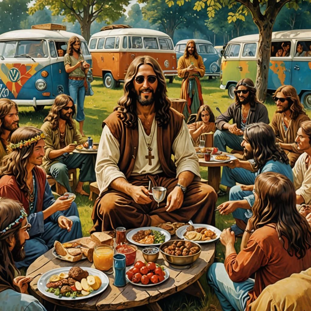 Hippie Jesus - AI Generated Artwork - NightCafe Creator