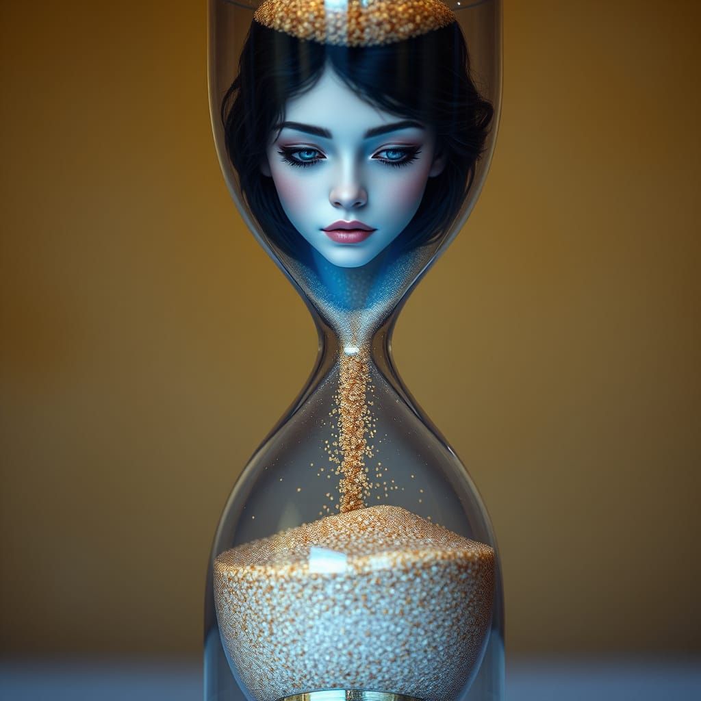 Time's Gentle Thief: A Serene Young Woman's Fading... - AI Art