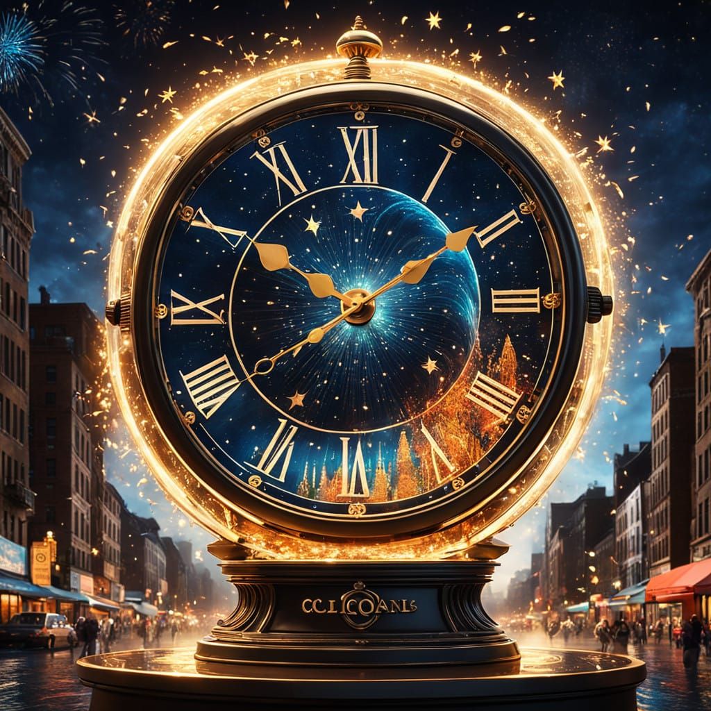 The Countdown - Midnight Celestial Spectacle in Vibrant, Iri...