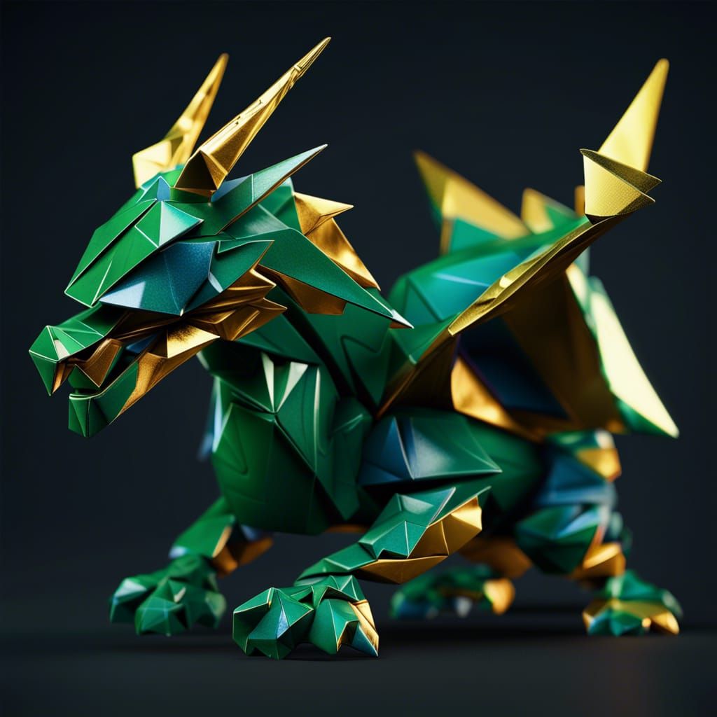 origami dragon,ink splash,magnificent detailed shiny 3d crisp , ,unreal ...
