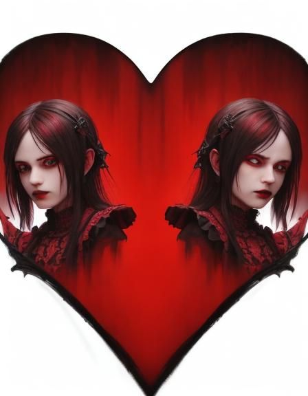 Gothic Red heart& gothic vibes& horror vibes& hyperdetailed intricately ...