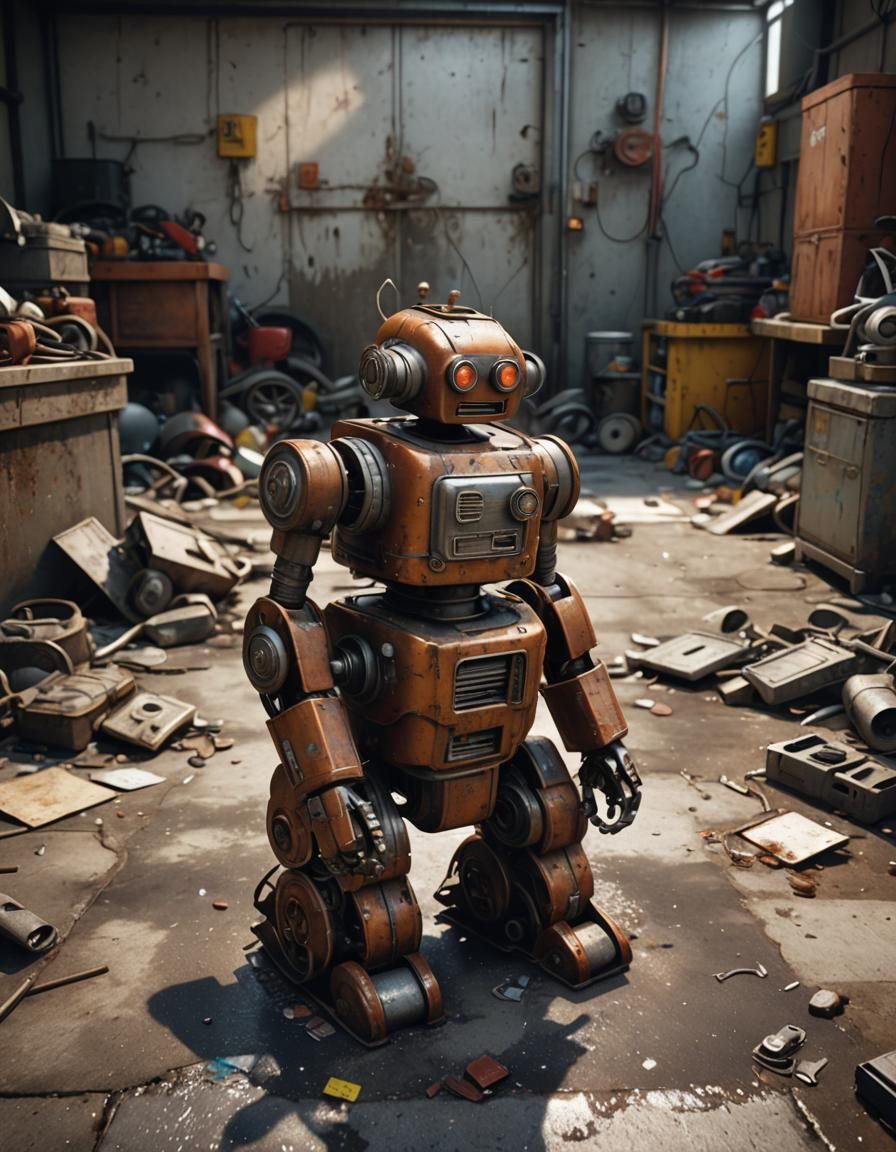 Rusted Tin Robot 2 - AI Generated Artwork - NightCafe Creator