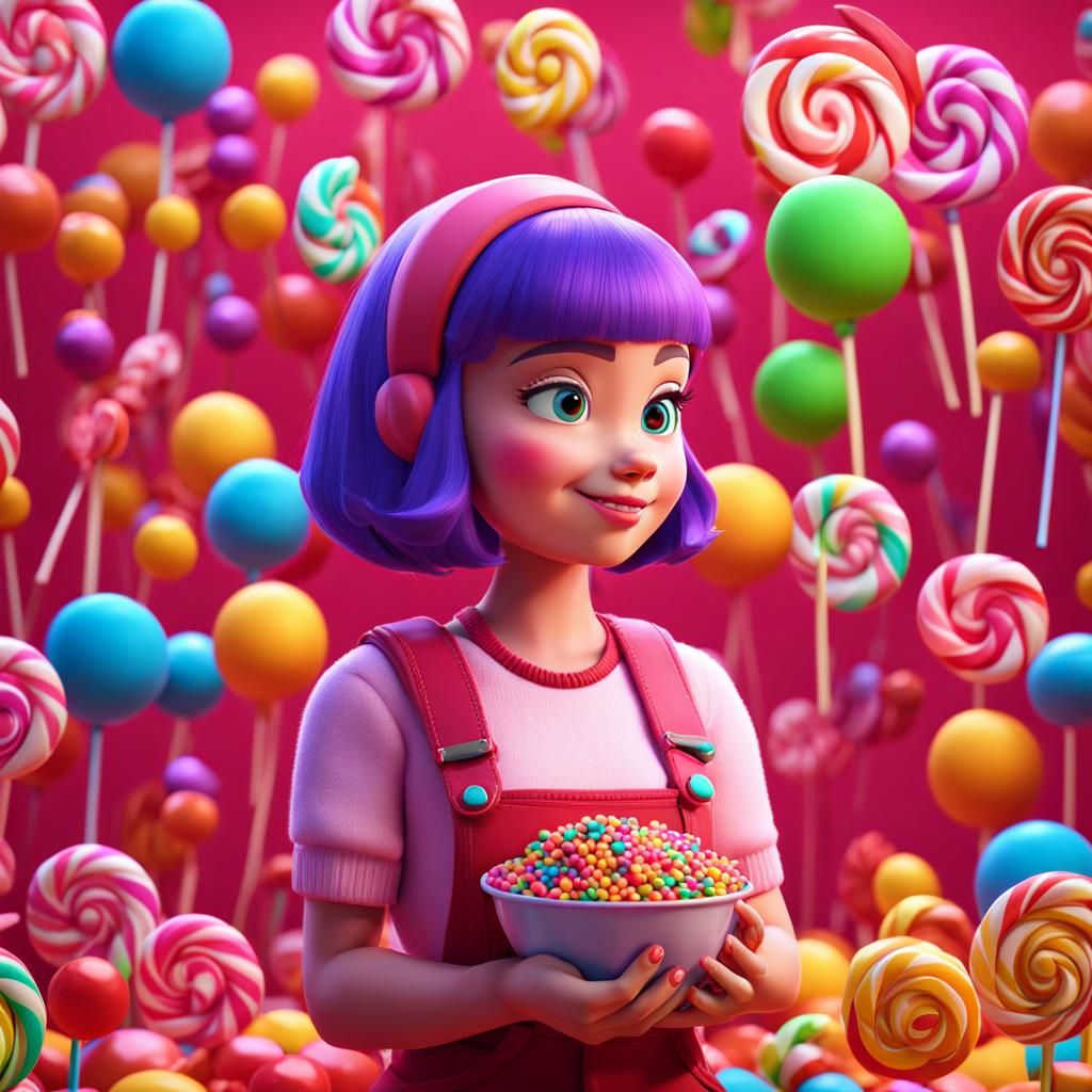 the girl in the candy world. - AI Generated Artwork - NightCafe Creator