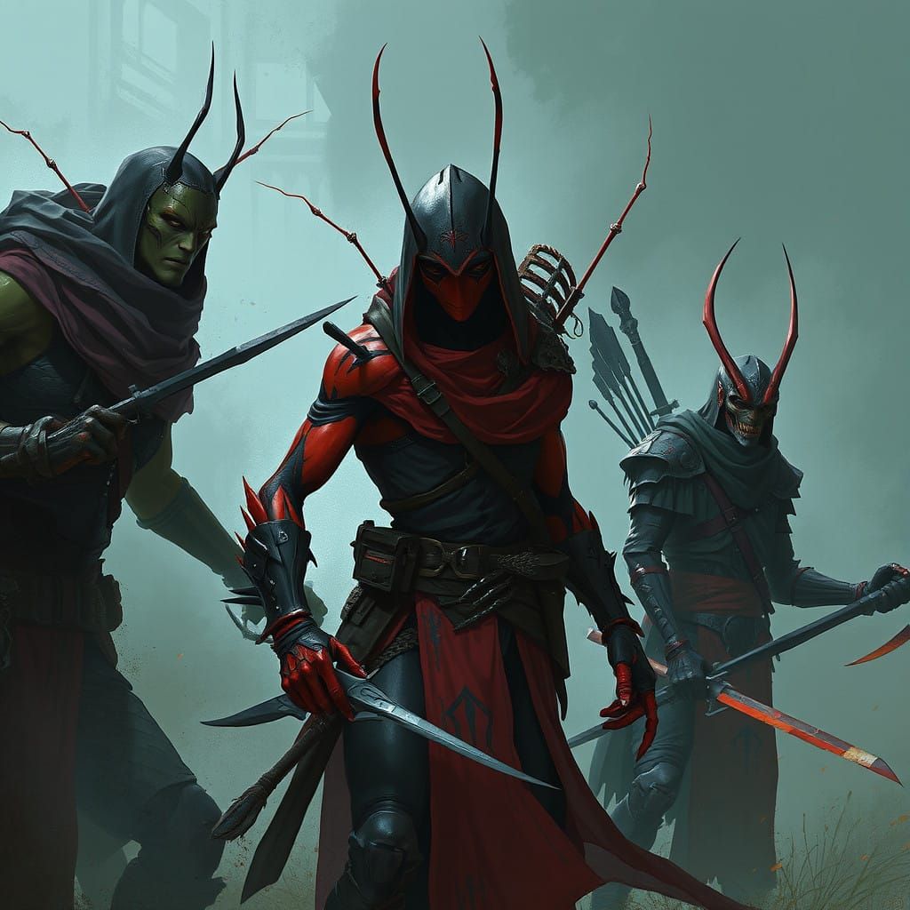 Mantis Assassins in Dark Fantasy - AI Art