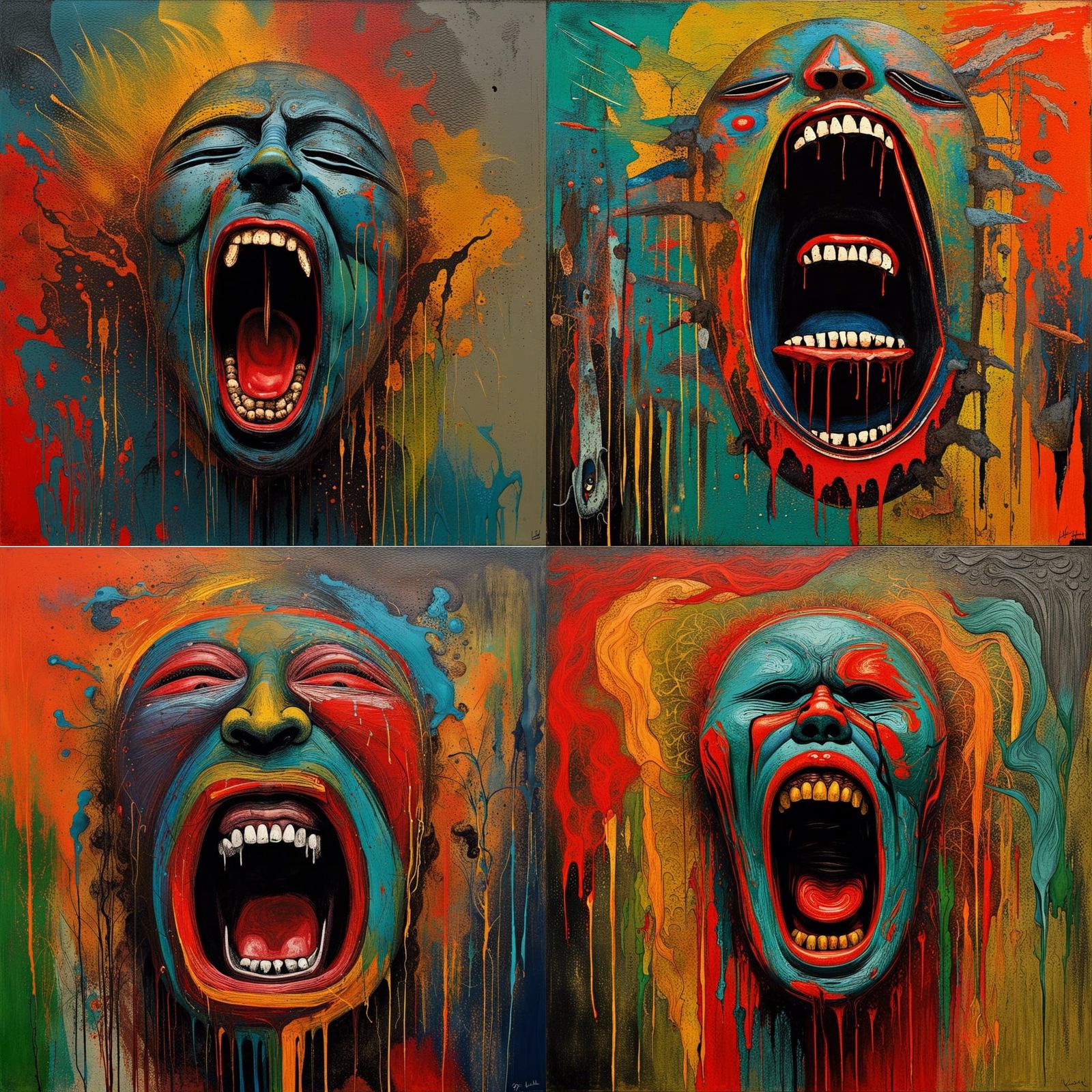 genghis kahn crying and screaming abstract art complementary colors ...