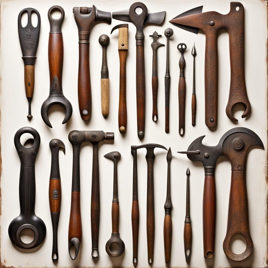 Most beautiful painting of antique tool collection all time - AI ...