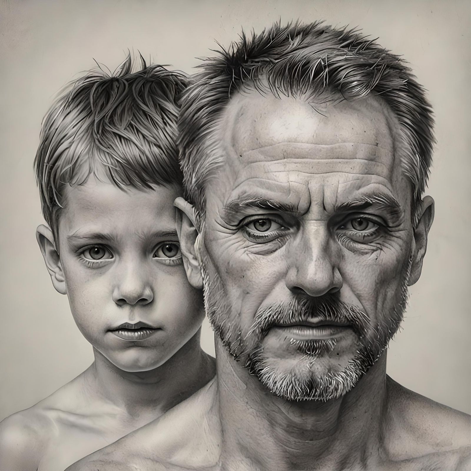 Father and Son (pencil drawing) - AI Generated Artwork - NightCafe Creator
