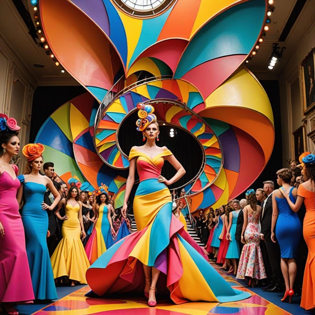 Surreal Dr. Seuss Fashion Show on Whimsical Spiral... - AI Art