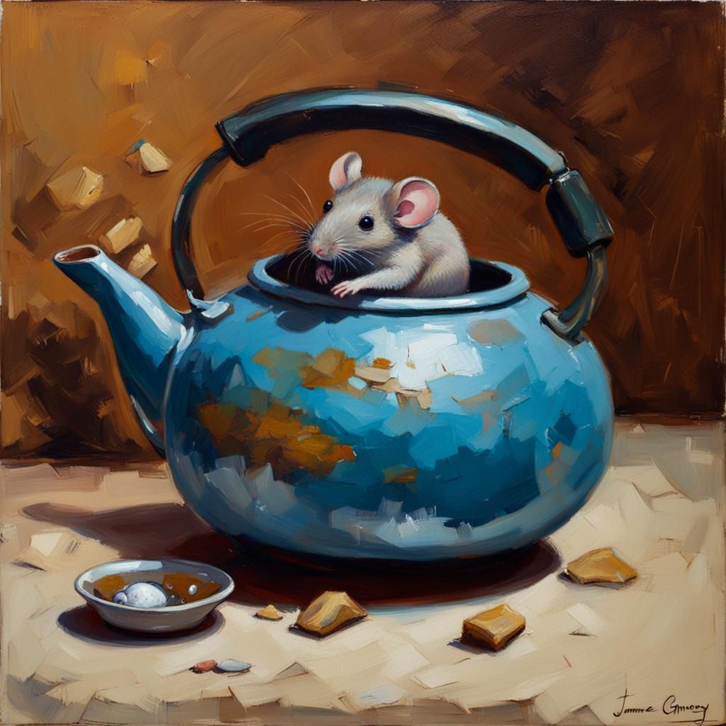 Cute Mouse in a Tea Kettle - AI Generated Artwork - NightCafe Creator