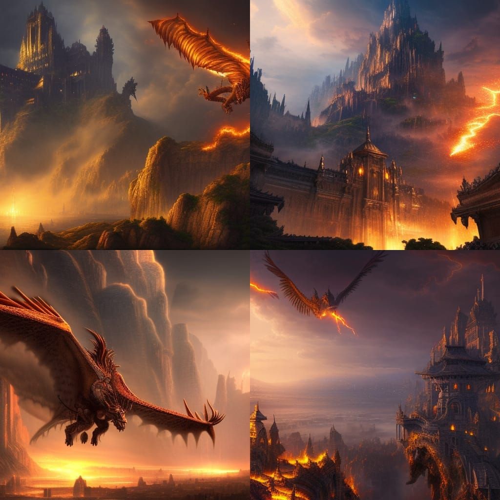 Dragon destroying an ancient city - AI Generated Artwork - NightCafe ...