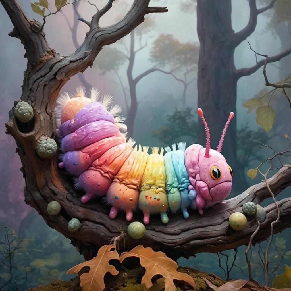 Grumpy Caterpillar - AI Generated Artwork - NightCafe Creator