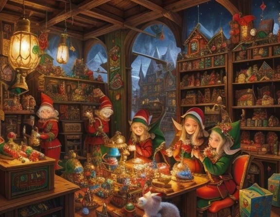 Elves working hard - AI Generated Artwork - NightCafe Creator
