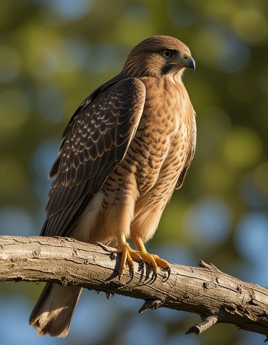 A Hawk. - National Geographic-Style Hawk Portrait in Warm Go...
