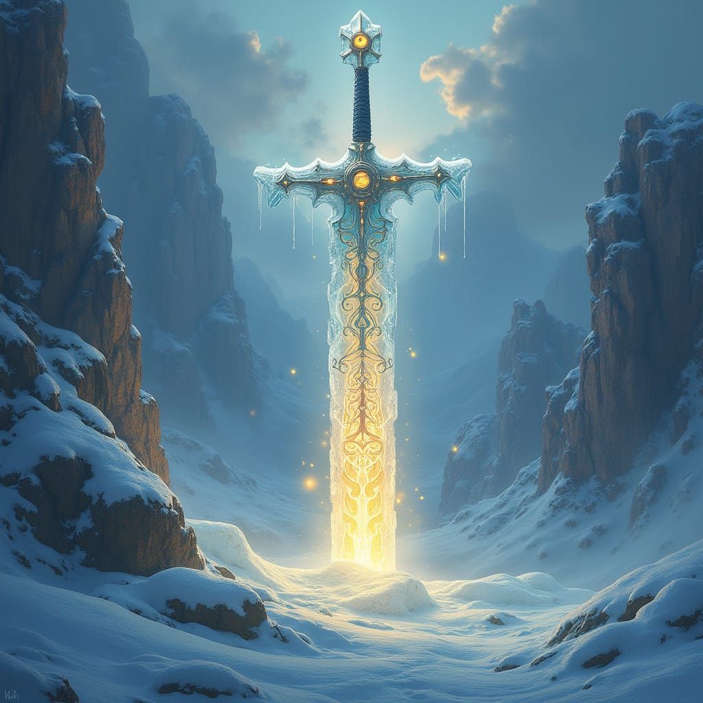 Ethereal Sword of Ancient Power, Glowing with Sacr... - AI Art