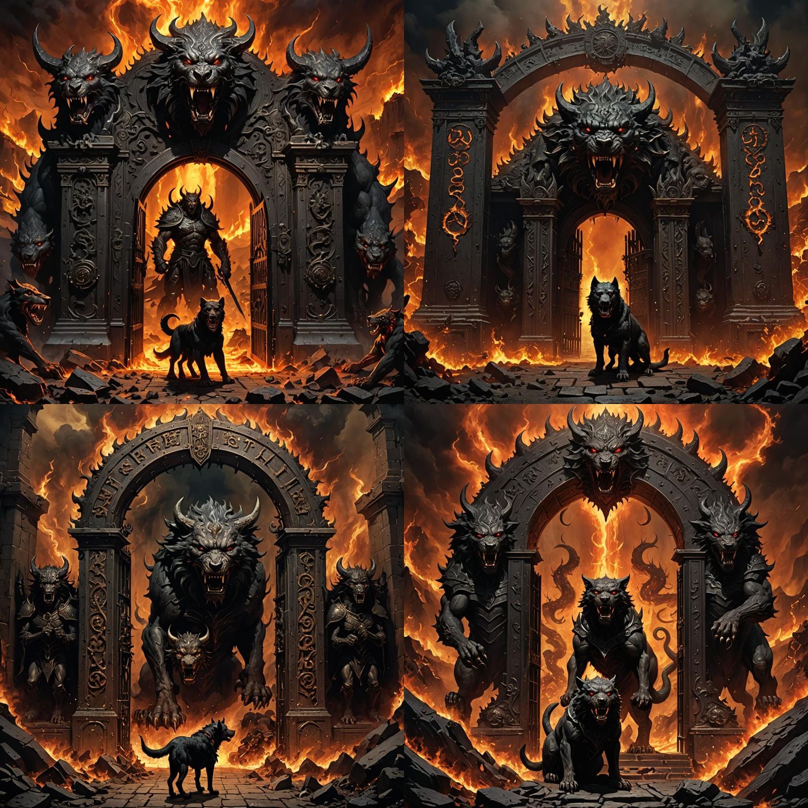The gate to hell with Cerberus guarding it, menacing - AI Generated Artwork - NightCafe Creator