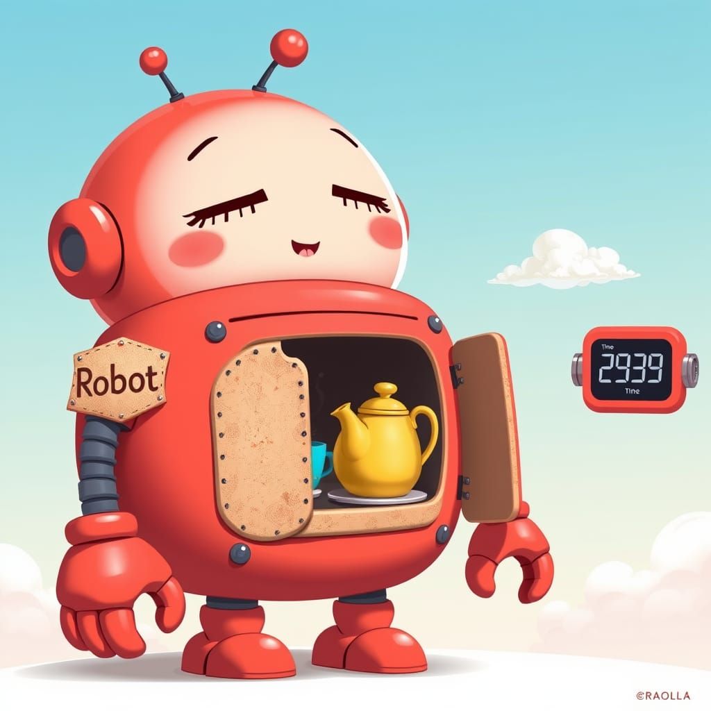 Sleepy Robot in a Sunny Daydream - AI Art