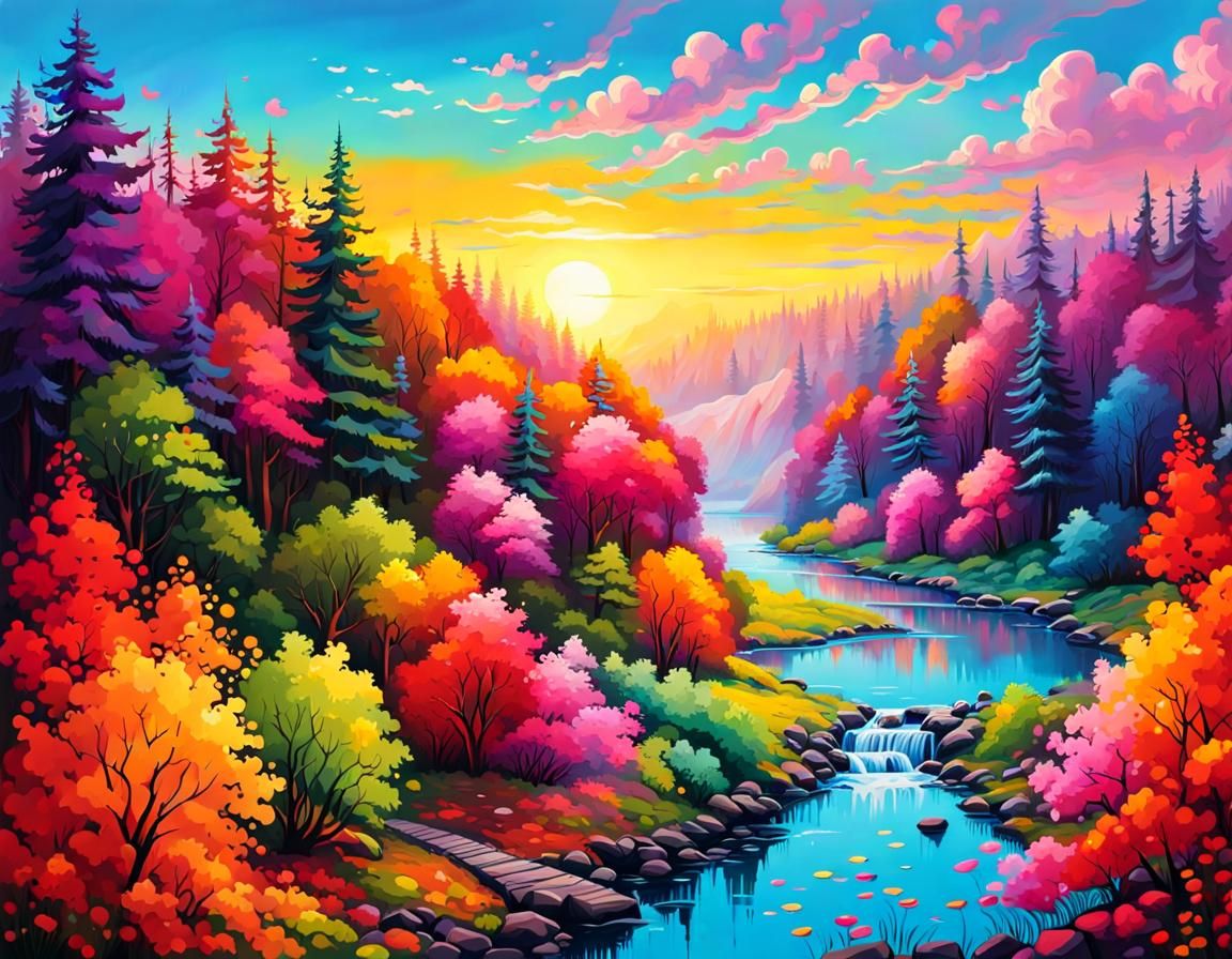 The beauty of nature in colourful glory - AI Generated Artwork ...