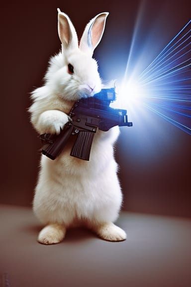 A White Rabbit, shooting a laser rifle. - AI Generated Artwork ...