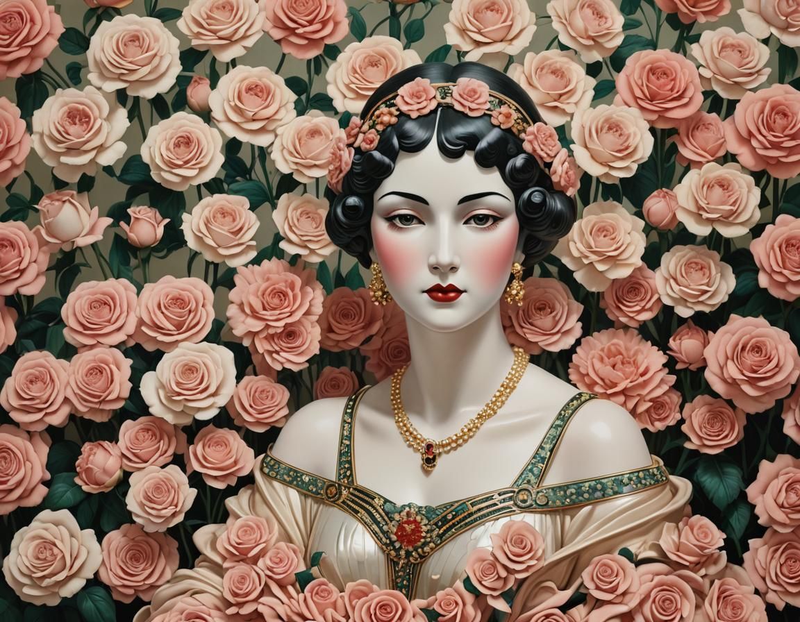 Beautiful Lady And Roses - AI Generated Artwork - NightCafe Creator