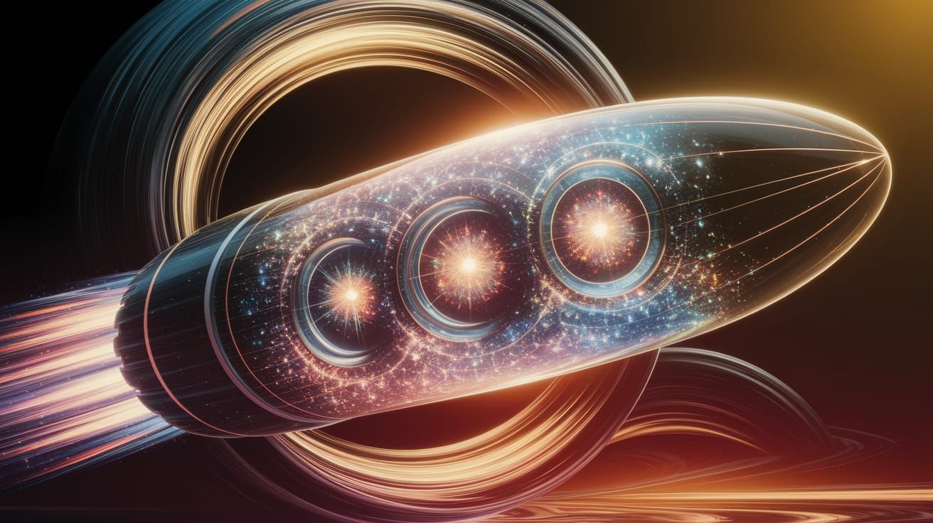 Cosmic Vessel Emerges from Wormhole in Vibrant, Ma... - AI Art