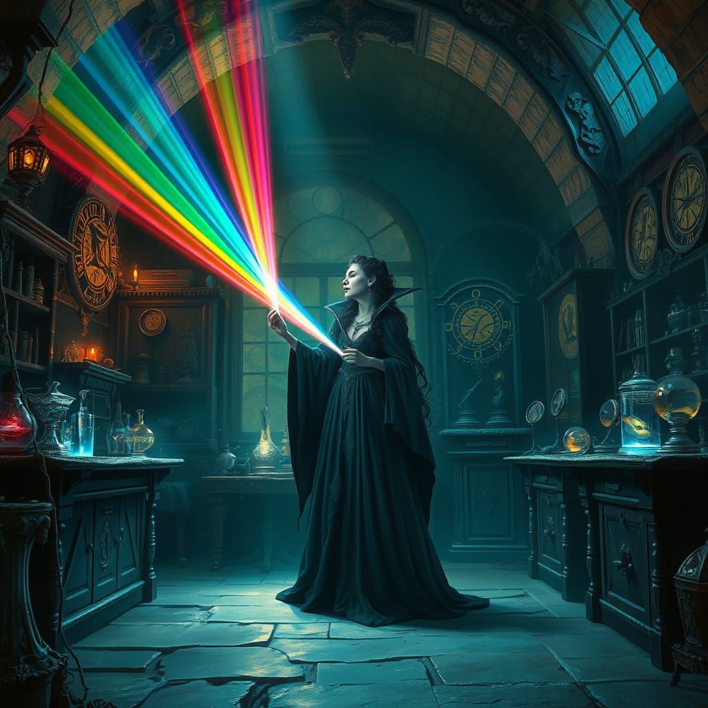 Gothic Vampire Queen's Light Experiment in Dark Fa... - AI Art