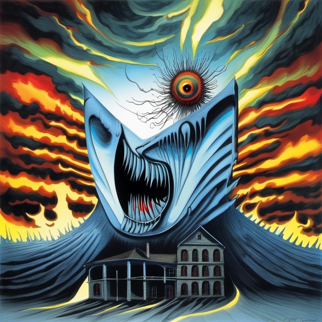 Extinguished by light turn on the night, curious anthropomorphic ...