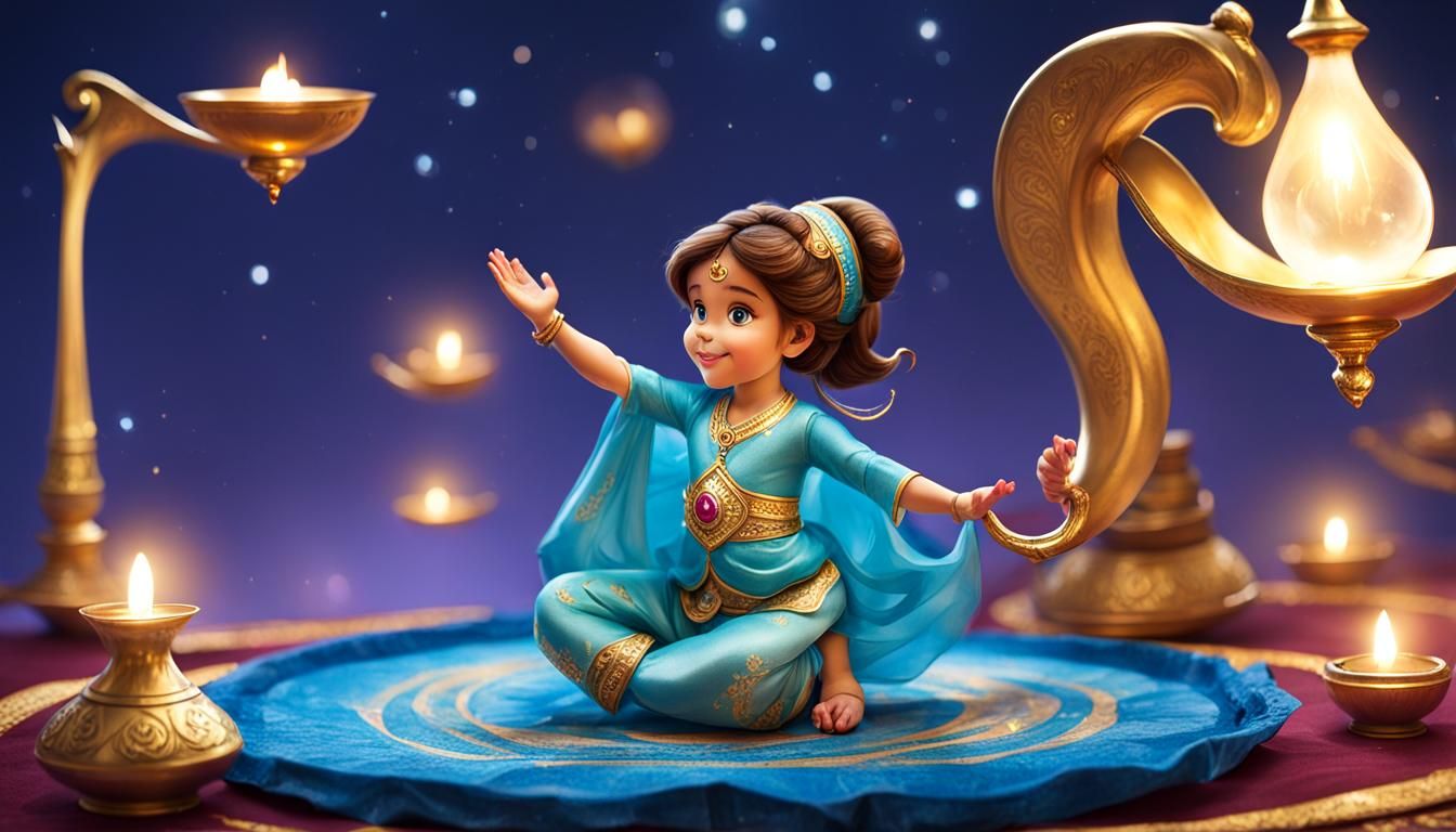 little genie girl play - AI Generated Artwork - NightCafe Creator