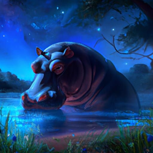 hippo starry night - AI Generated Artwork - NightCafe Creator