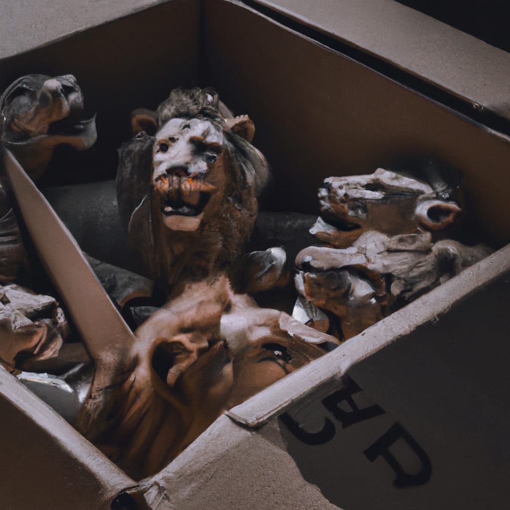 Lions inside a cardboard box "Chaos contained" - AI Generated Artwork ...