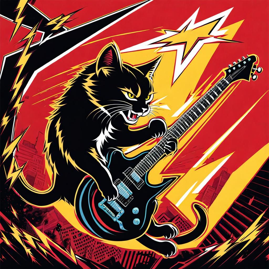 Hard rocker cat - AI Generated Artwork - NightCafe Creator
