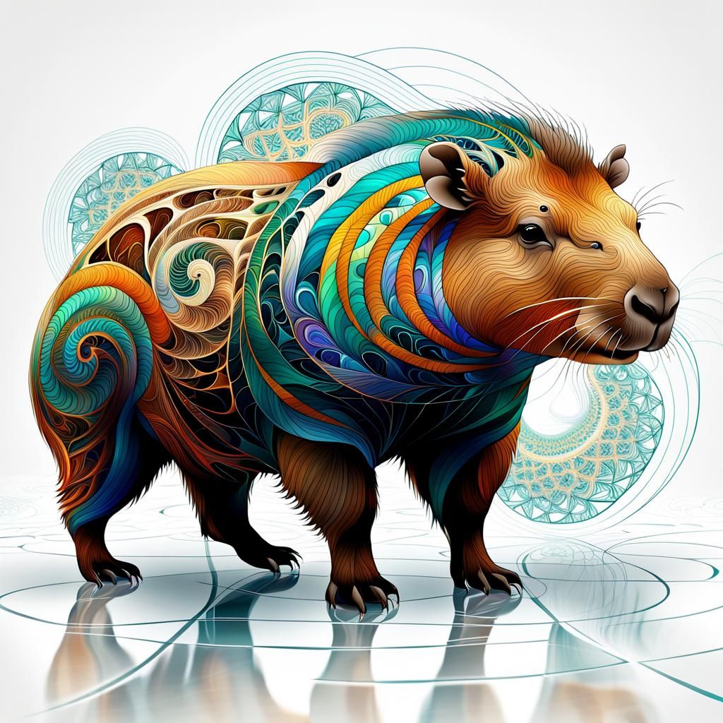 Intricate Fractal Capybara in 3D Digital Art - AI Art