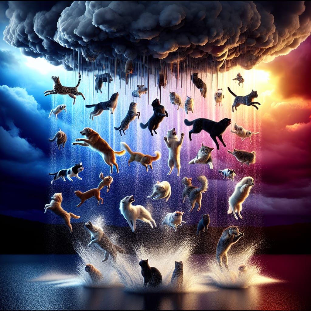 Raining cats and dogs - AI Generated Artwork - NightCafe Creator