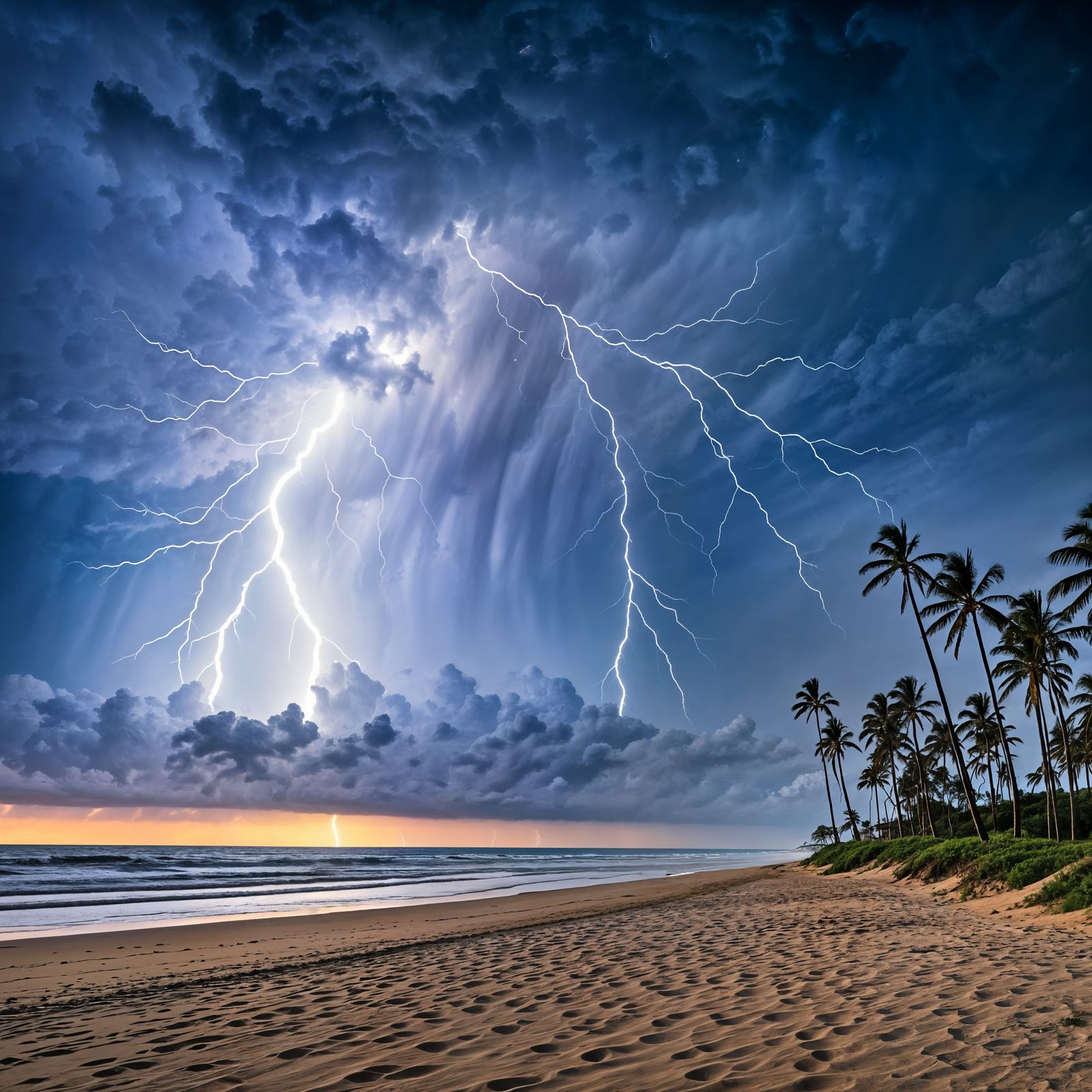 Thunderstorm on a beach - Thunderstorm on a beach