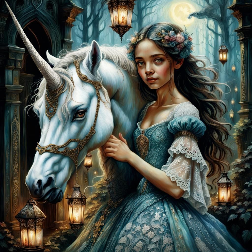 Maiden and unicorn - AI Generated Artwork - NightCafe Creator