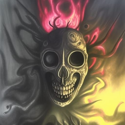 smiley face colorful nightmare black death metal - AI Generated Artwork ...